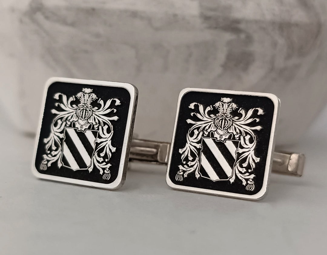 Custom Engraved Traditional Family Crest Cufflink, Personalized Coat of ...