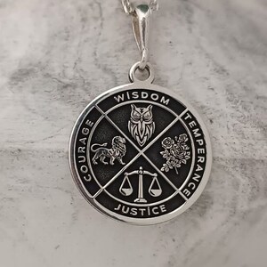 Wisdom, Justice, Temperance, Moderation, Virtues Necklace, Virtues ...