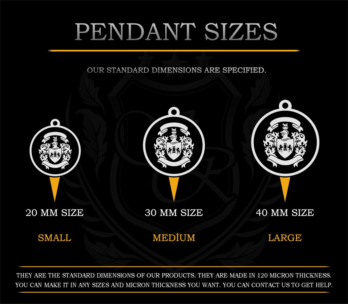 Personalized Sterling Silver Pendants With Family Crest, Custom Own ...