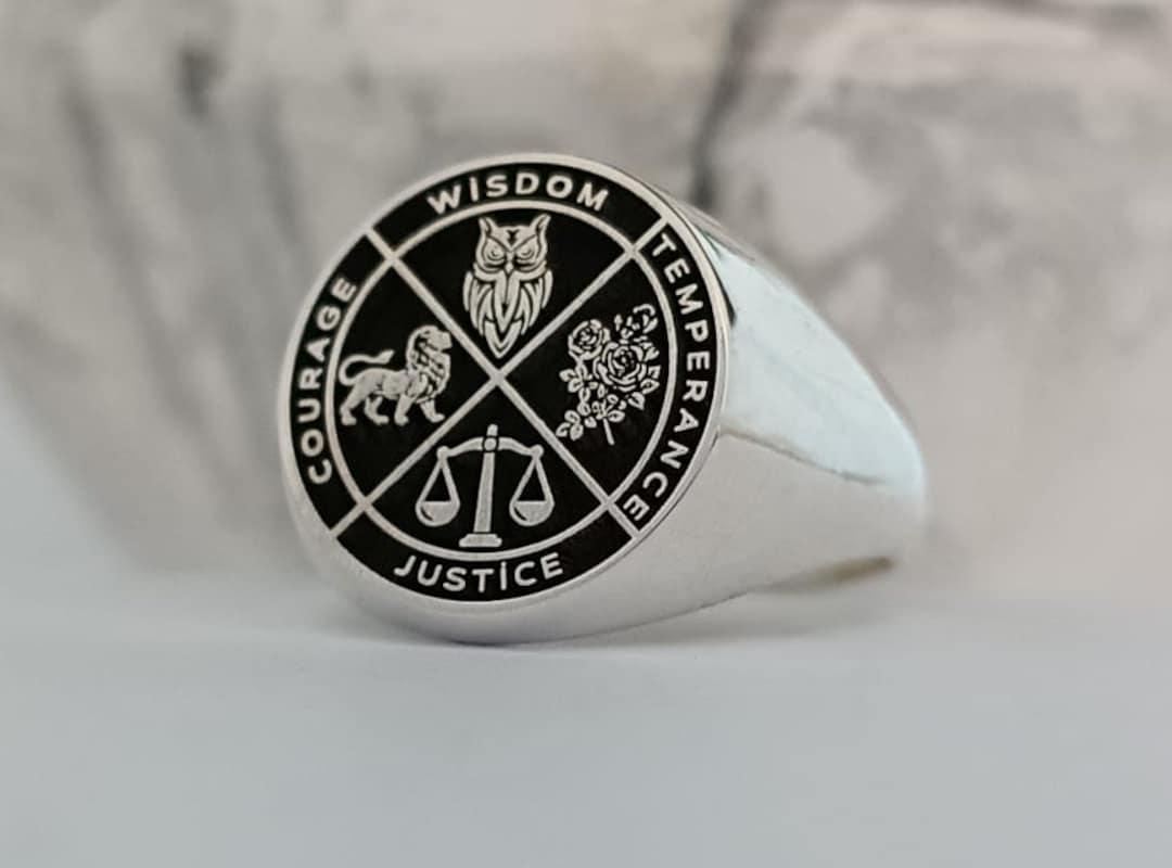 Stoic Rings,justice Wisdom Temperance Courage Ring, Justice Wisdom Ring ...