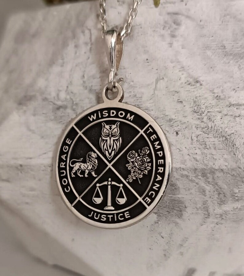 Wisdom, Justice, Temperance, Moderation, Virtues Necklace, Virtues ...