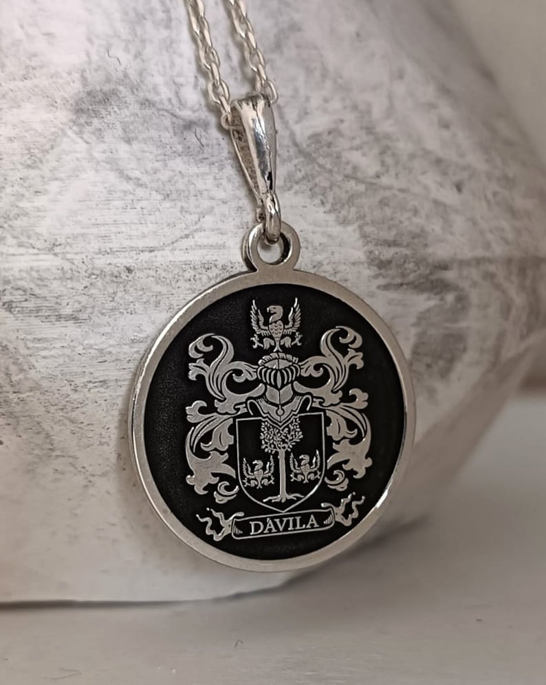 Coat of Arms Necklace, Family Crest Necklace, Custom Signet Pendant ...