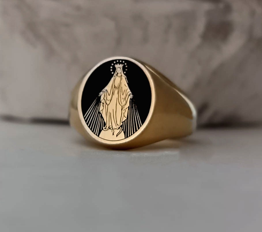 Marian Consecration Ring, Virgin Mary Ring, Sterling Silver Miraculous ...