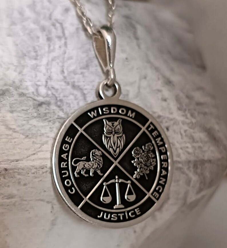 Wisdom, Justice, Temperance, Moderation, Virtues Necklace, Virtues ...