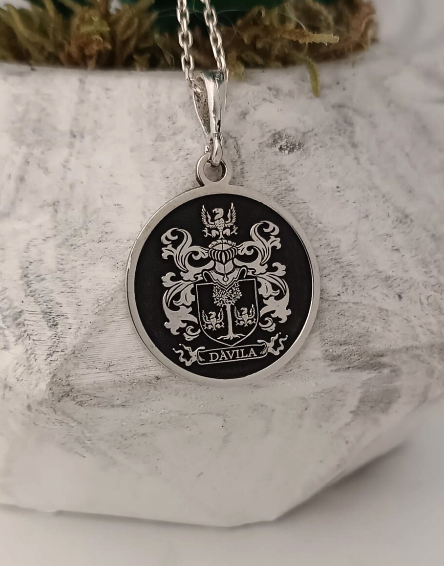 Coat of Arms Necklace, Family Crest Necklace, Custom Signet Pendant ...