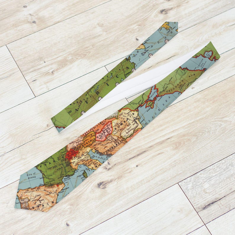 World Map Tie, Geography Tie Gift for History Teacher, Vintage Map of ...