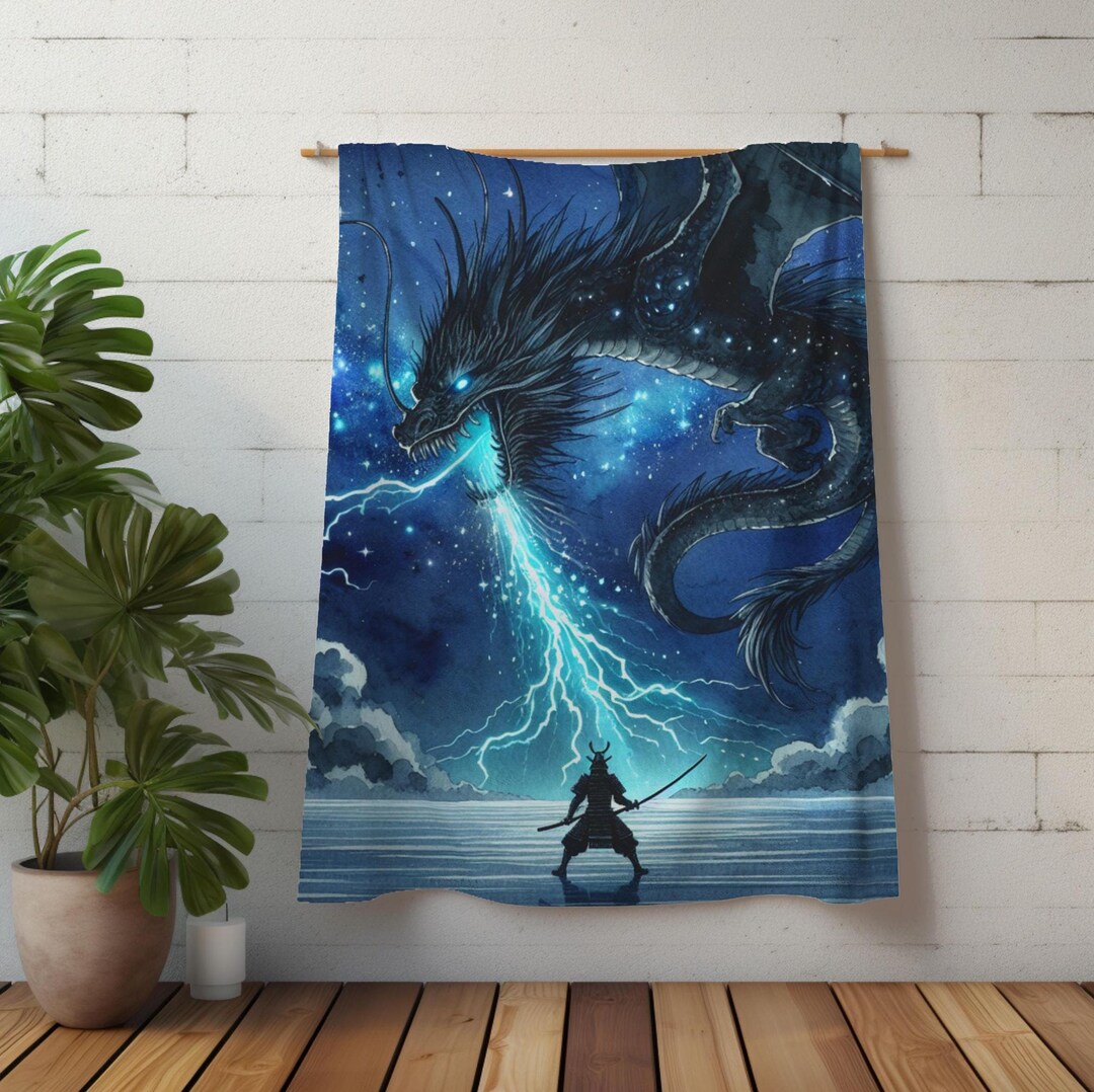 Swordsman and Monster Blanket, Lightning Thunderstorm Blanket, Fantasy ...