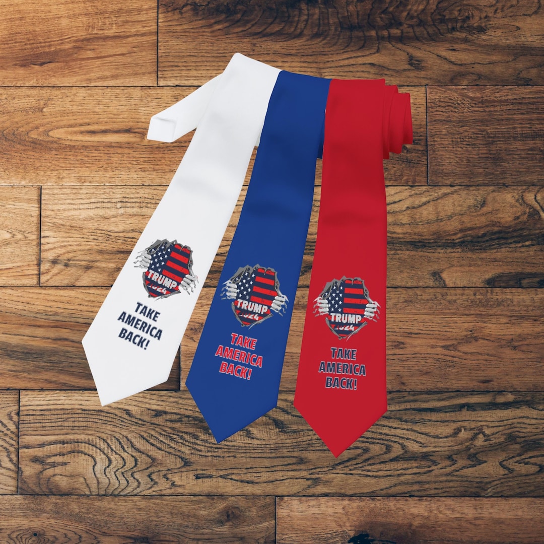 Trump 2024 Tie Gift, Fight Trump Election Tie, Trump Rally Red White ...