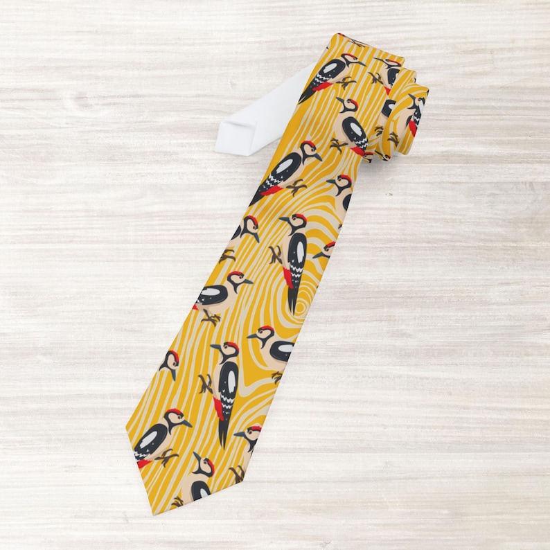 Woodpecker Tie, Birds in Tree Nature Tie, Bird Watcher Gift, Bird ...