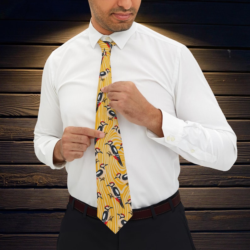 Woodpecker Tie, Birds in Tree Nature Tie, Bird Watcher Gift, Bird ...