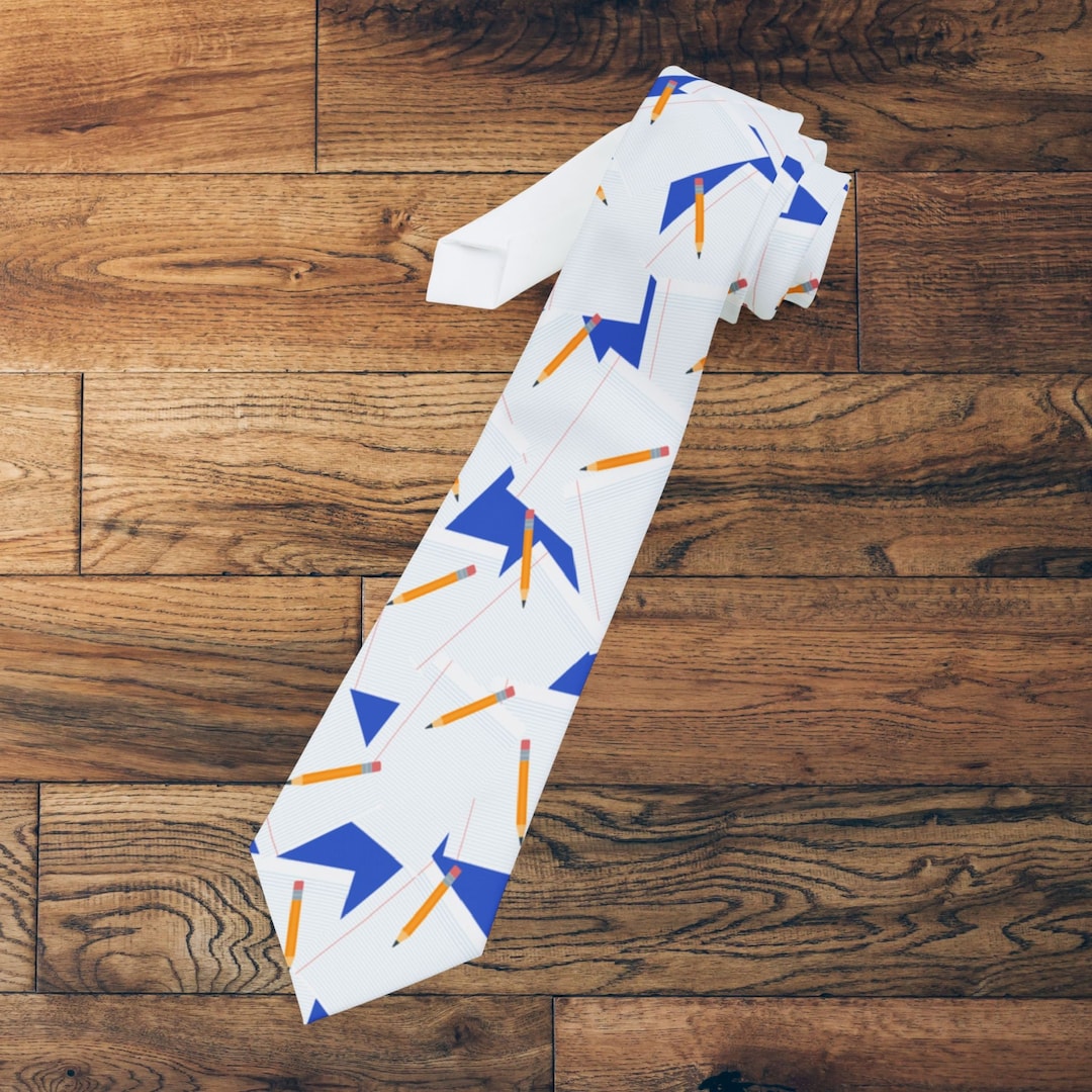 Pencil and Papers Tie, Back to School Tie Gift for Teacher, English ...