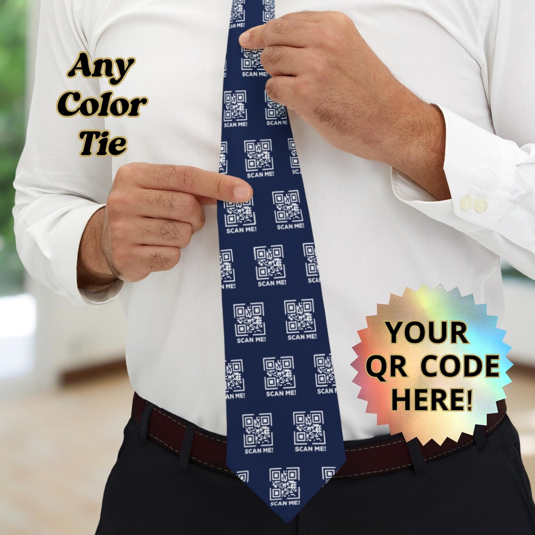 Custom QR Code Tie, Personalized Scan Me Tie, Networking Tech Tie ...