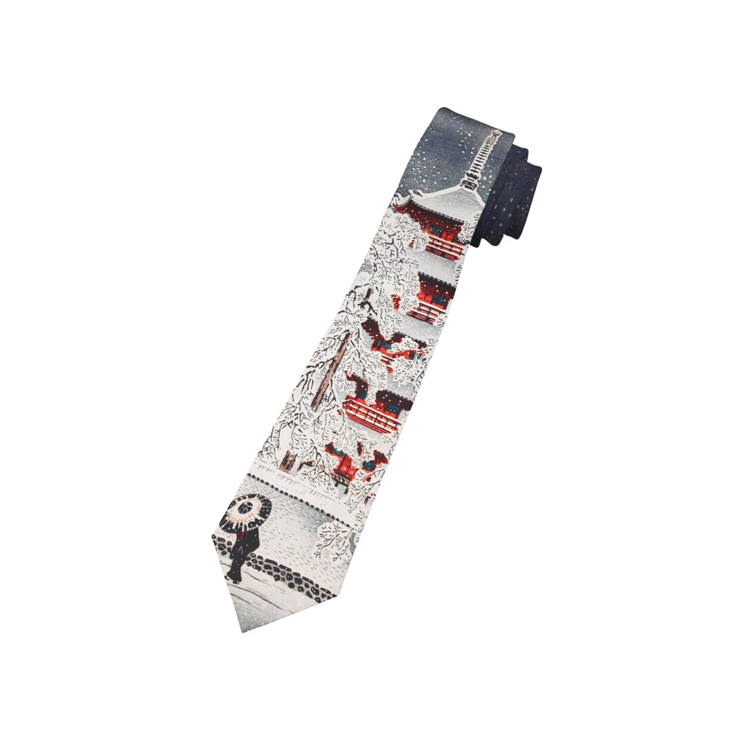 Japanese Art Tie, Winter Snow Scene Tie, Famous Fine Art Tie Gift ...