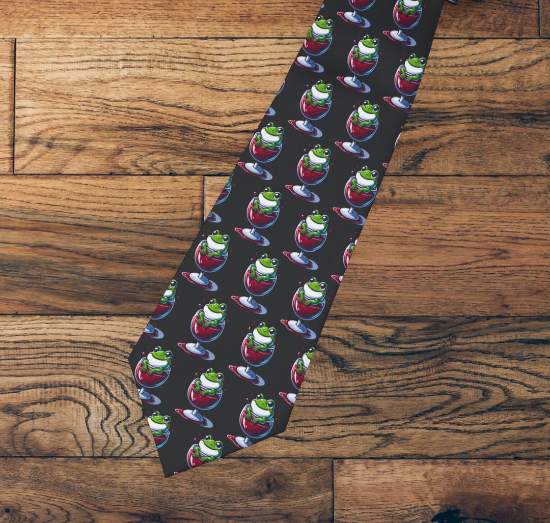 Passover Frogs in Wine Tie, Ten Plagues Tie Gift, Funny Frog Tie, Frog ...