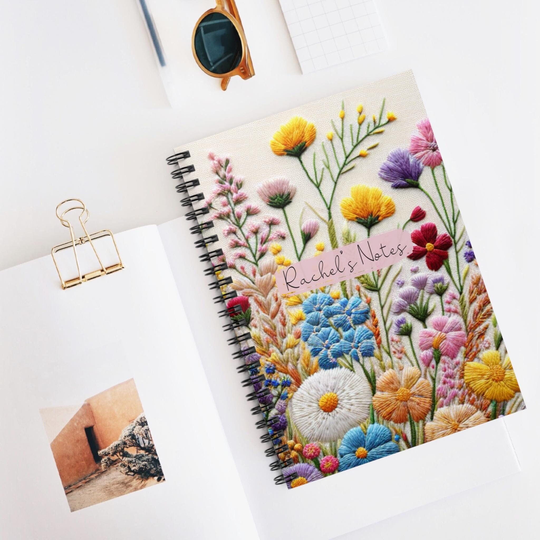Personalized Wildflower Journal Gift, Custom Name Hardcover or Spiral ...
