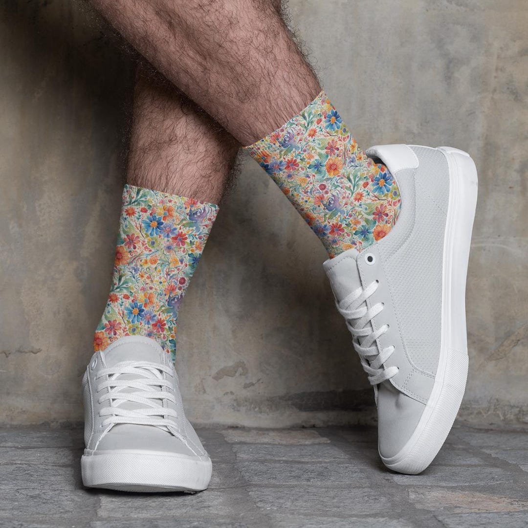 Whimsical Watercolor Floral Socks, Colorful Artsy Nature-inspired ...