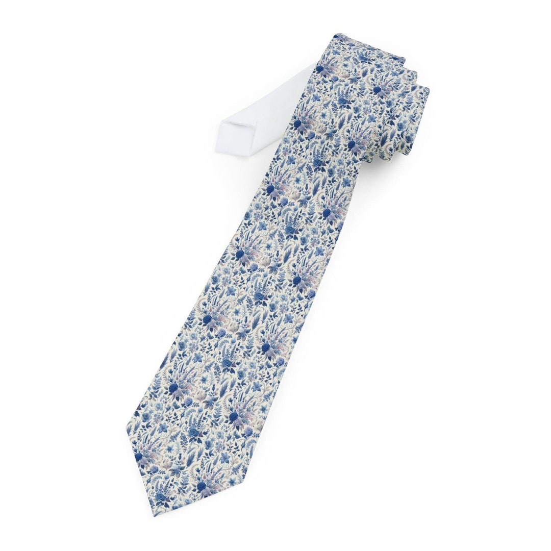 Vintage Blue Floral Tie, Country Flowers Botanical Neck Tie, Aesthetic ...
