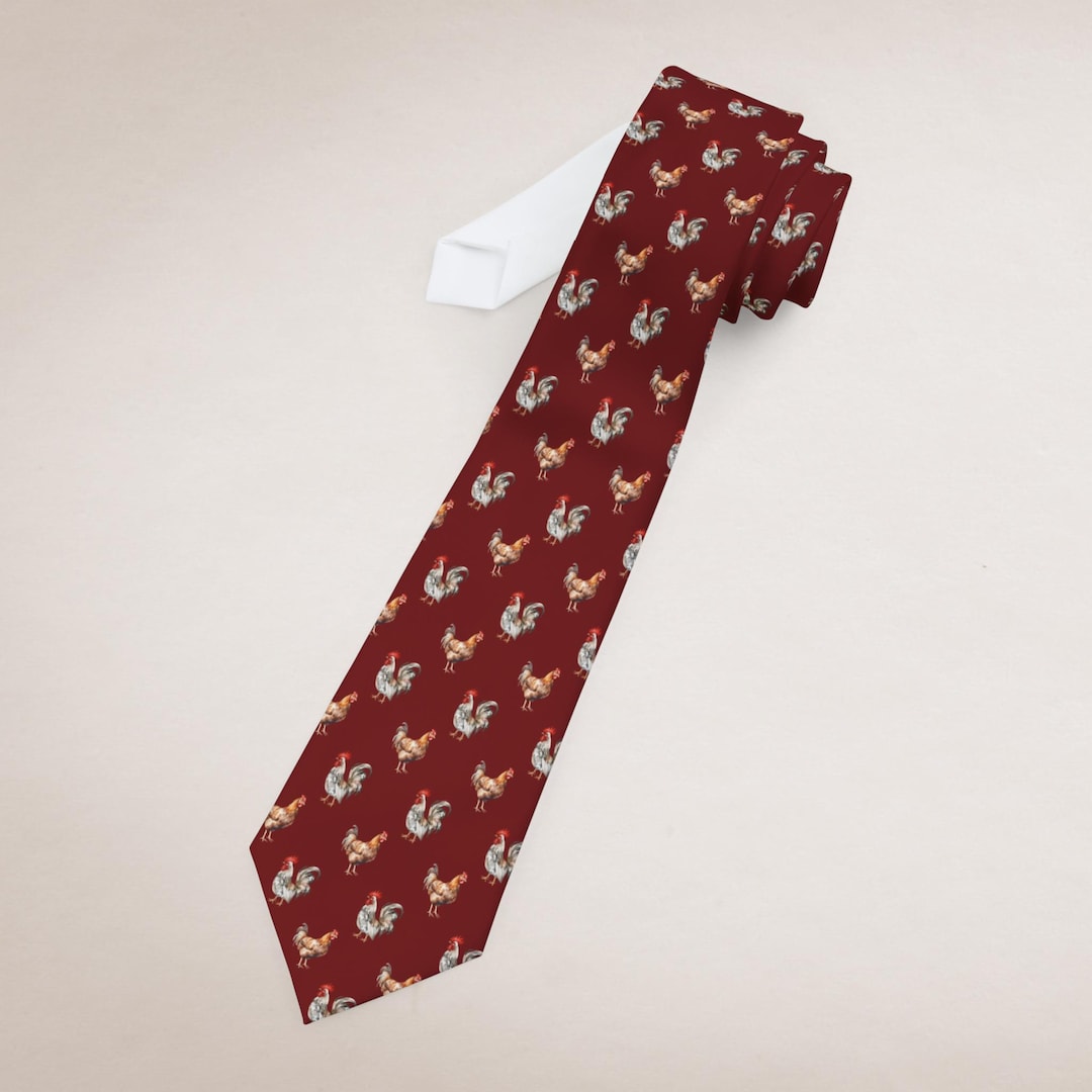 Rooster and Chicken Tie, Farm Animal Necktie, Country Barnyard Necktie ...