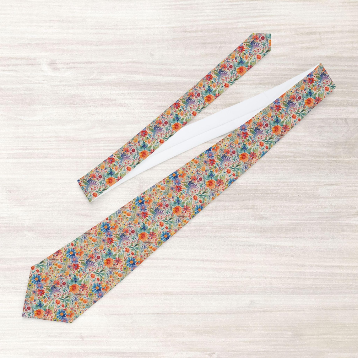 Whimsical Watercolor Floral Neck Tie, Colorful Artsy Nature-inspired ...