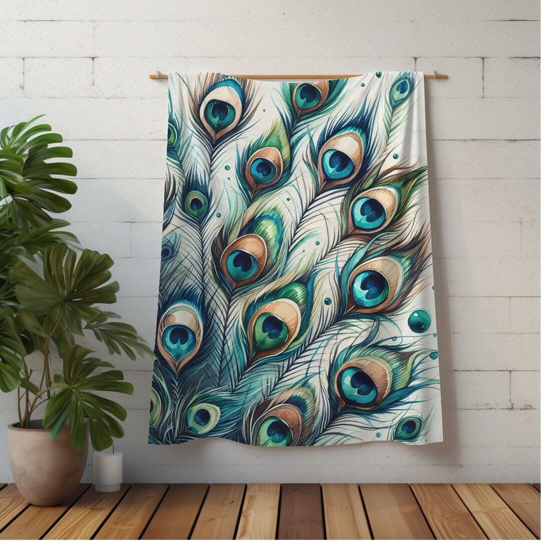 Peacock Feather Blanket, Bird Blanket, Peacock Couch Throw, Gift for ...