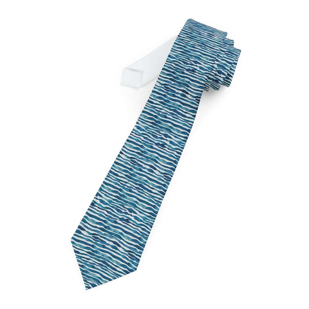 Ocean Waves Tie, Blue Lines Tie, Ocean Necktie, Nautical Neck Tie ...