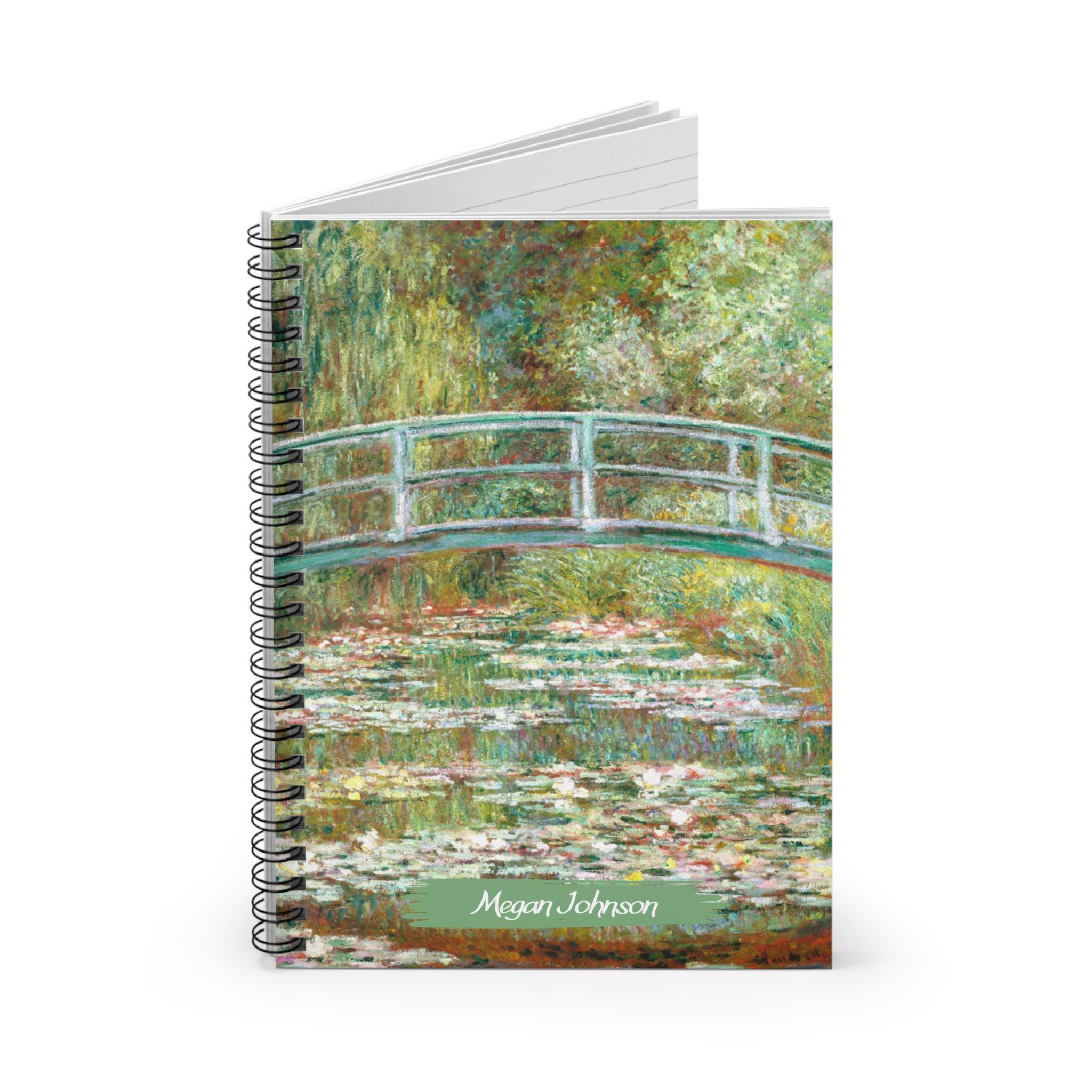 Custom Name Claude Monet Waterlily Bridge Notebook Personalized Fine ...