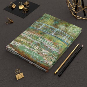 Custom Name Claude Monet Waterlily Bridge Notebook Personalized Fine ...