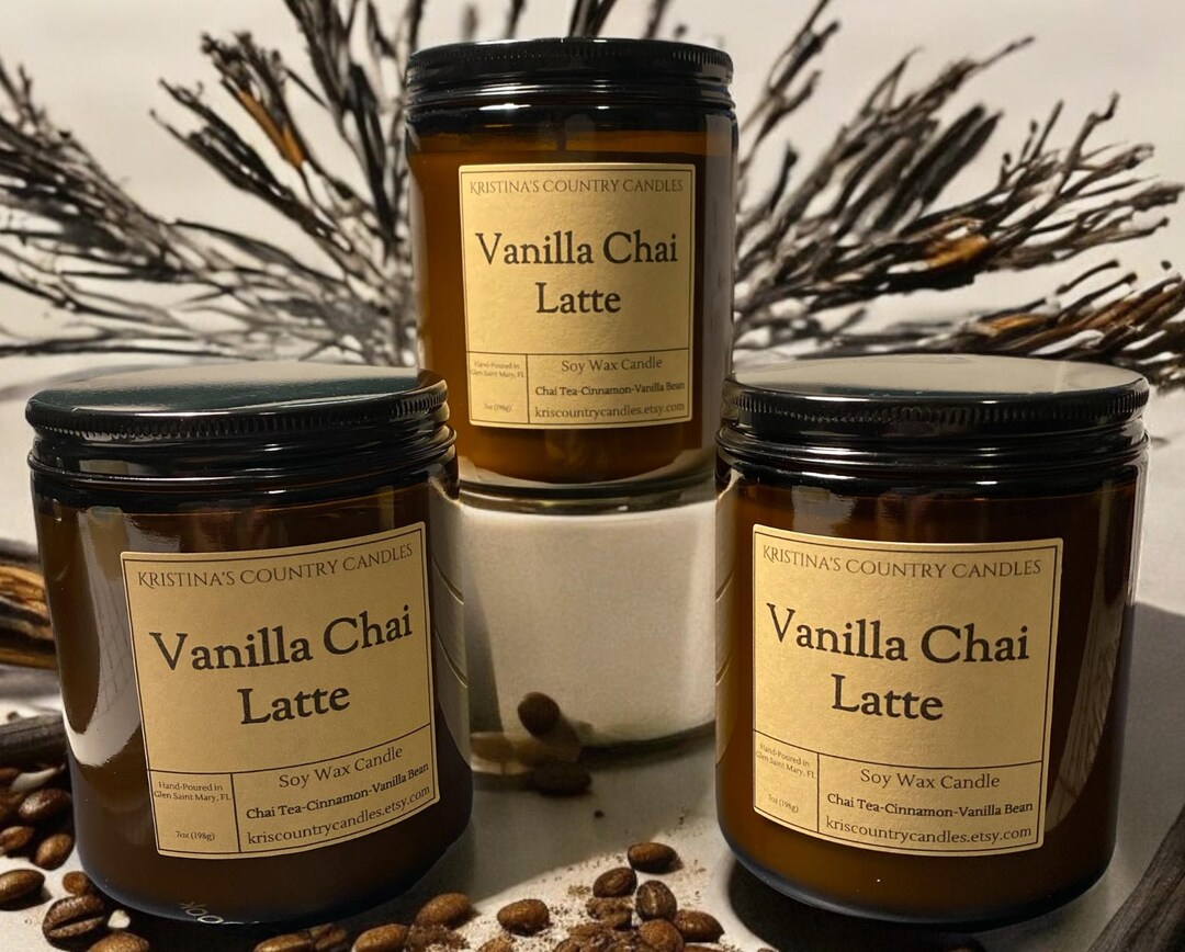 Chai Scented Candle/vanilla Chai Latte Soy Candles/soy Wax Candle/long ...