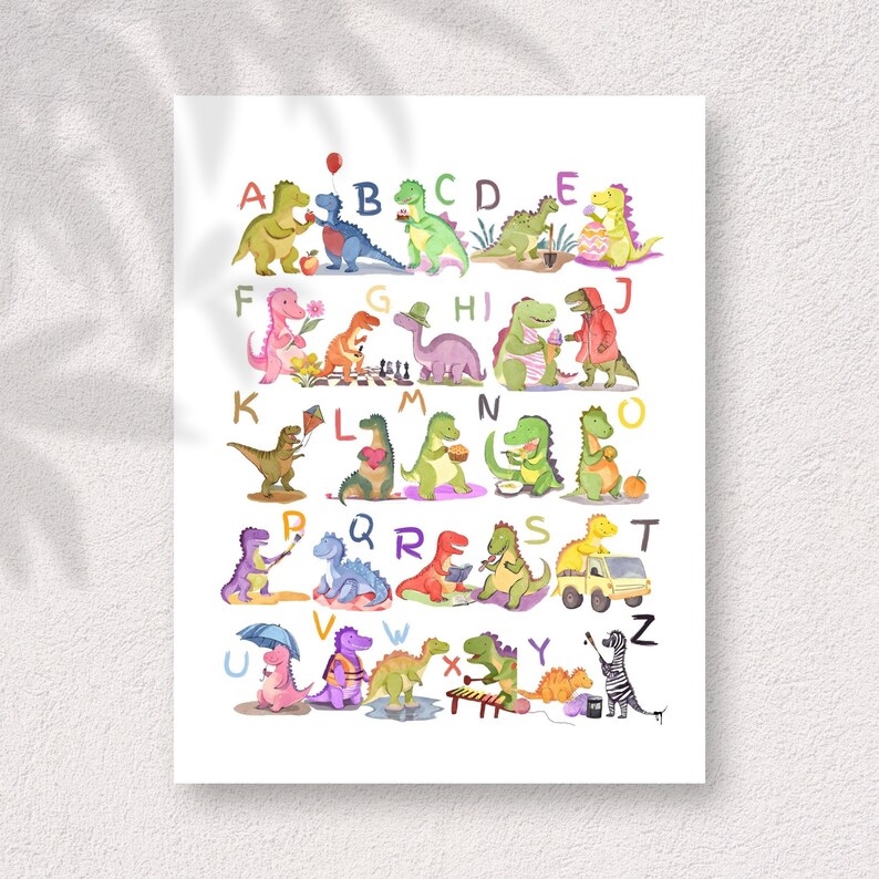 Dinosaur Alphabet Poster ABC Printable Art Dinosaur - Etsy