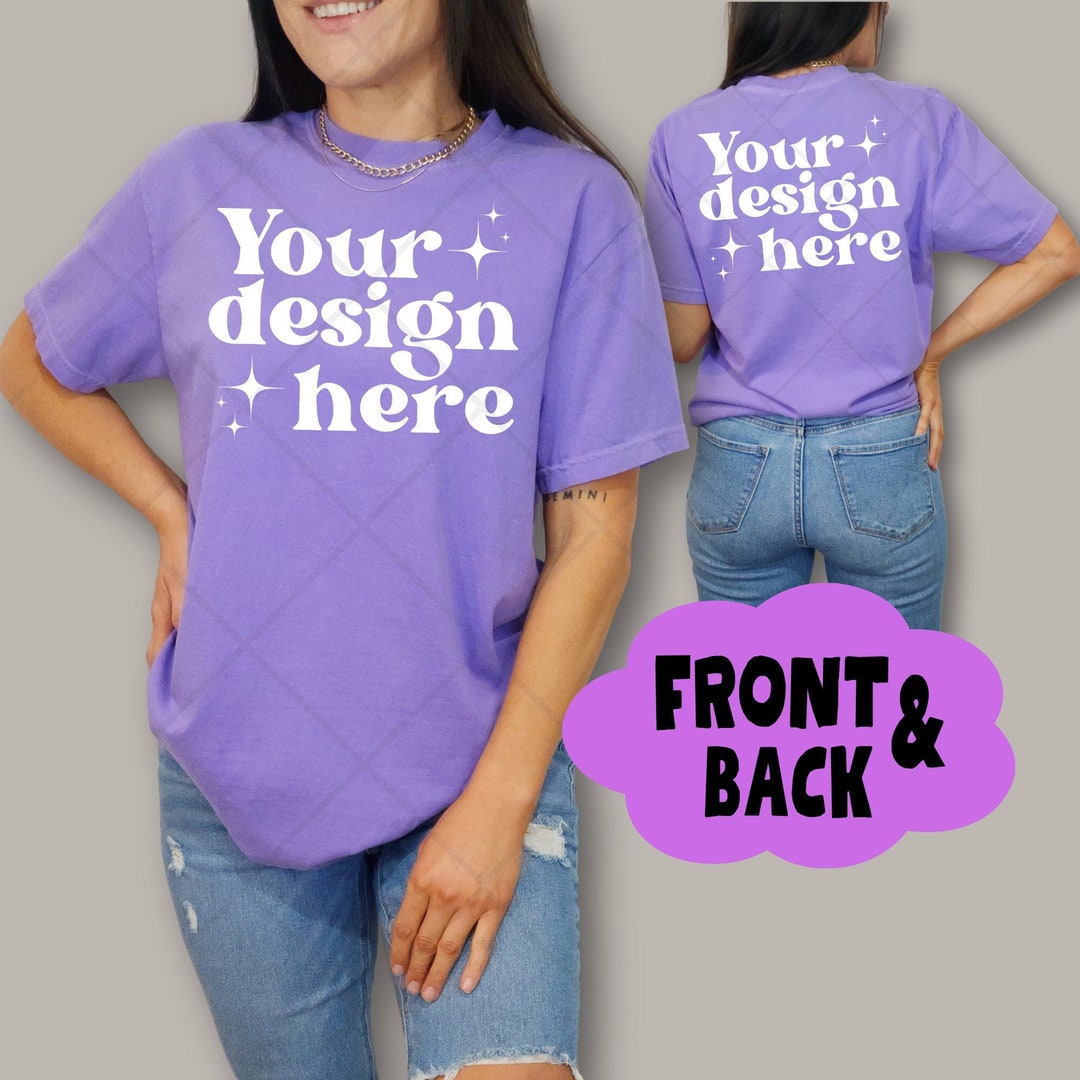 C1717 Violet Front and Back Mockup, Comfort Colors 1717 Violet, Front ...