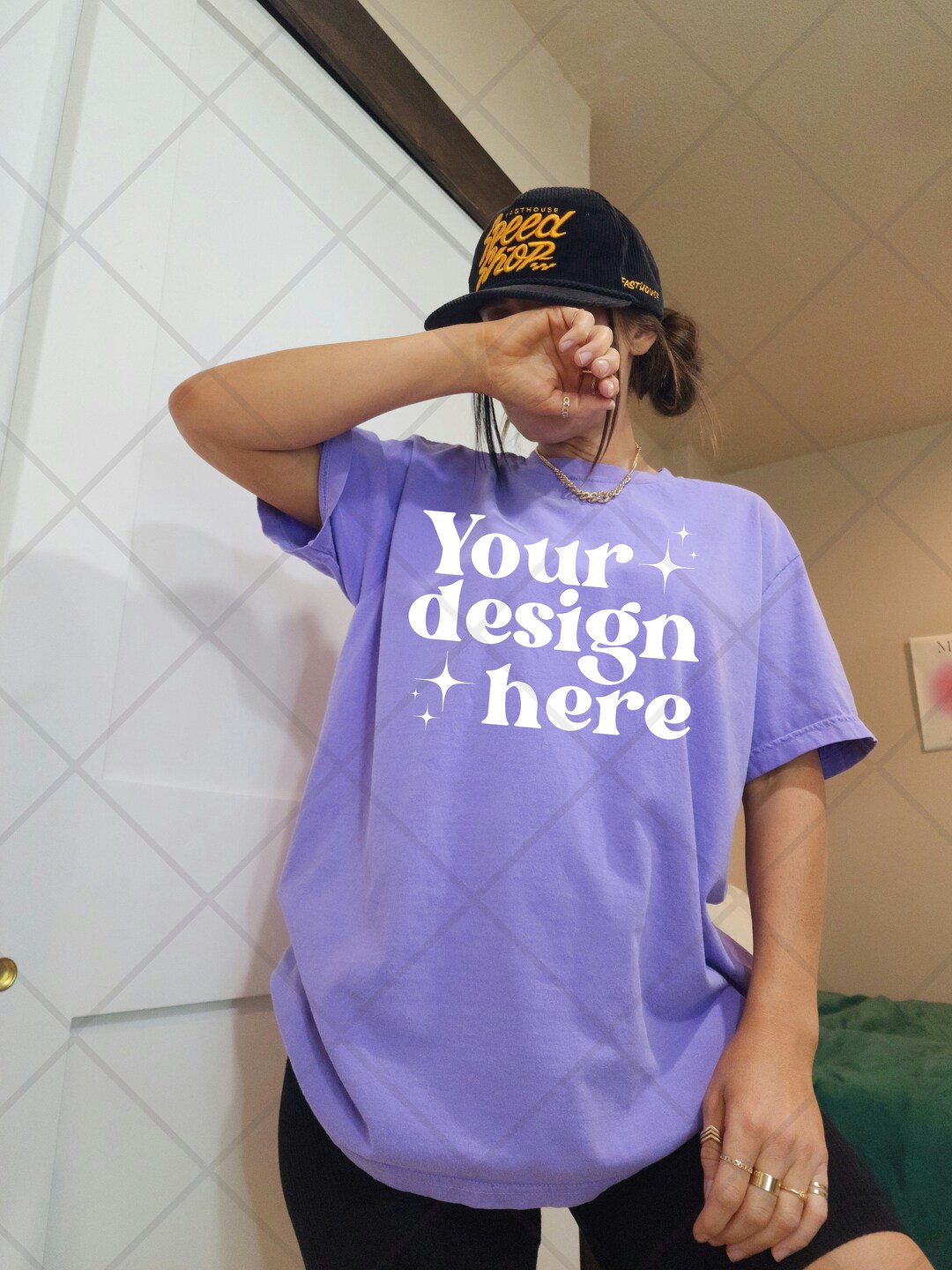 C1717 Violet Oversized T-shirt Mockup, Comfort Colors 1717 Violet Mock ...