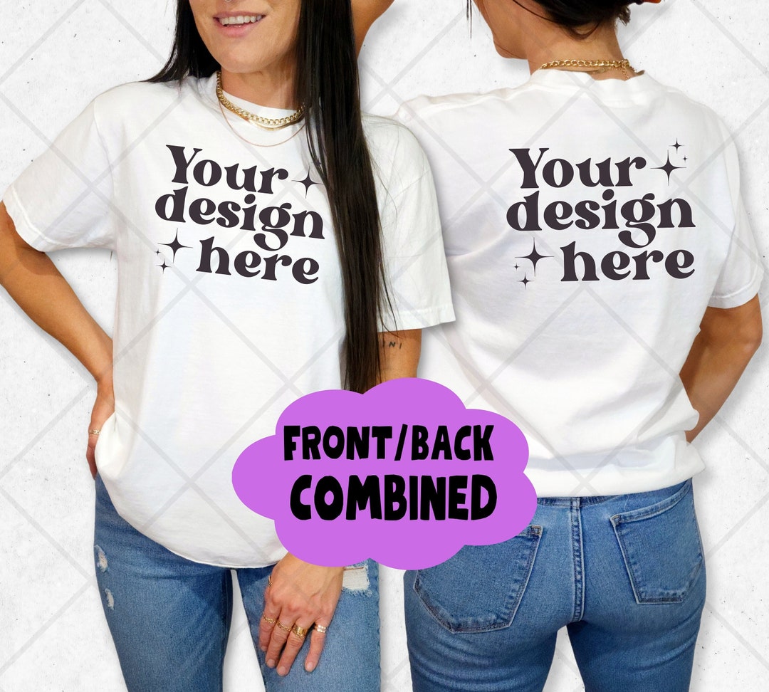 C1717 White Front and Back Combined Mockup, Comfort Colors 1717 Mock Up, Front Back View, 1717 ...