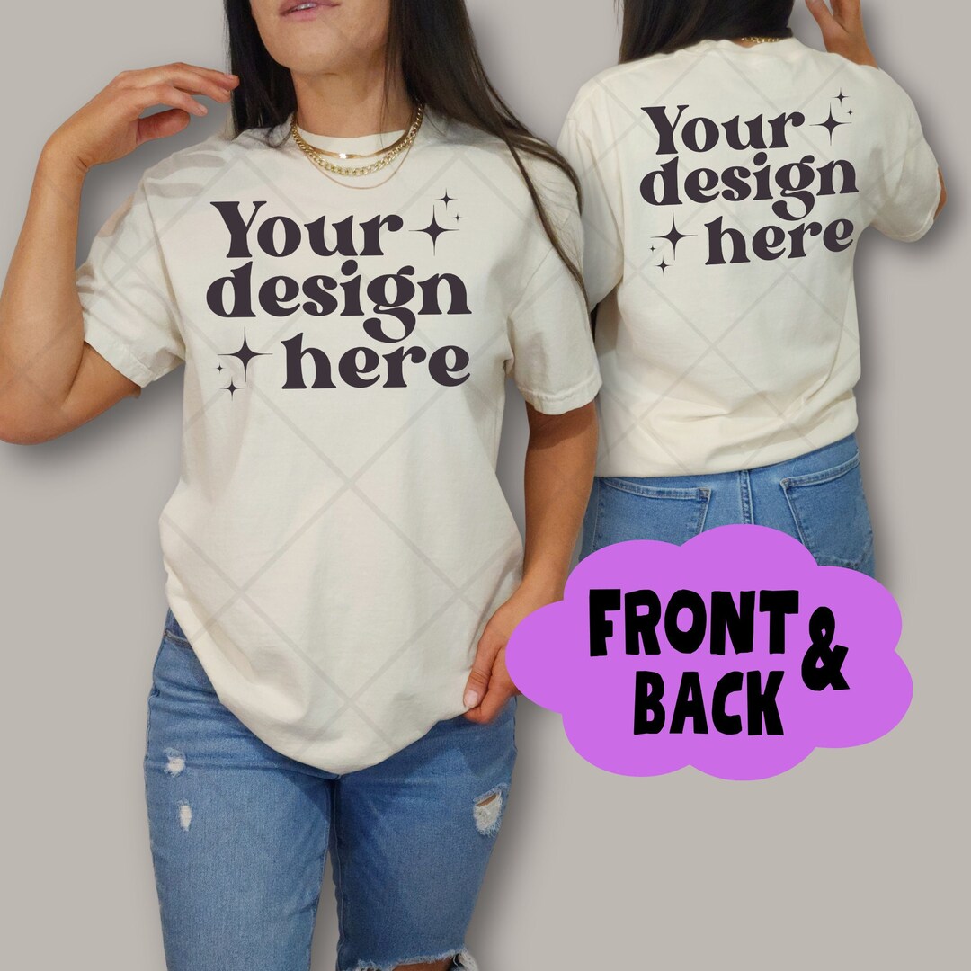 C1717 Ivory Front and Back Mockup, Comfort Colors 1717 Ivory, Front and ...