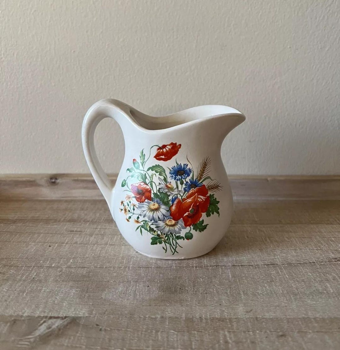 Vintage Mccoy Small Poppy Floral Bouquet Creamer/pitcher/vase - Etsy