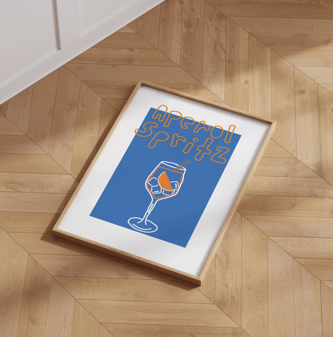 Blue Aperol Spritz Poster Digital Art Print Funky Wall Decor Cocktail ...