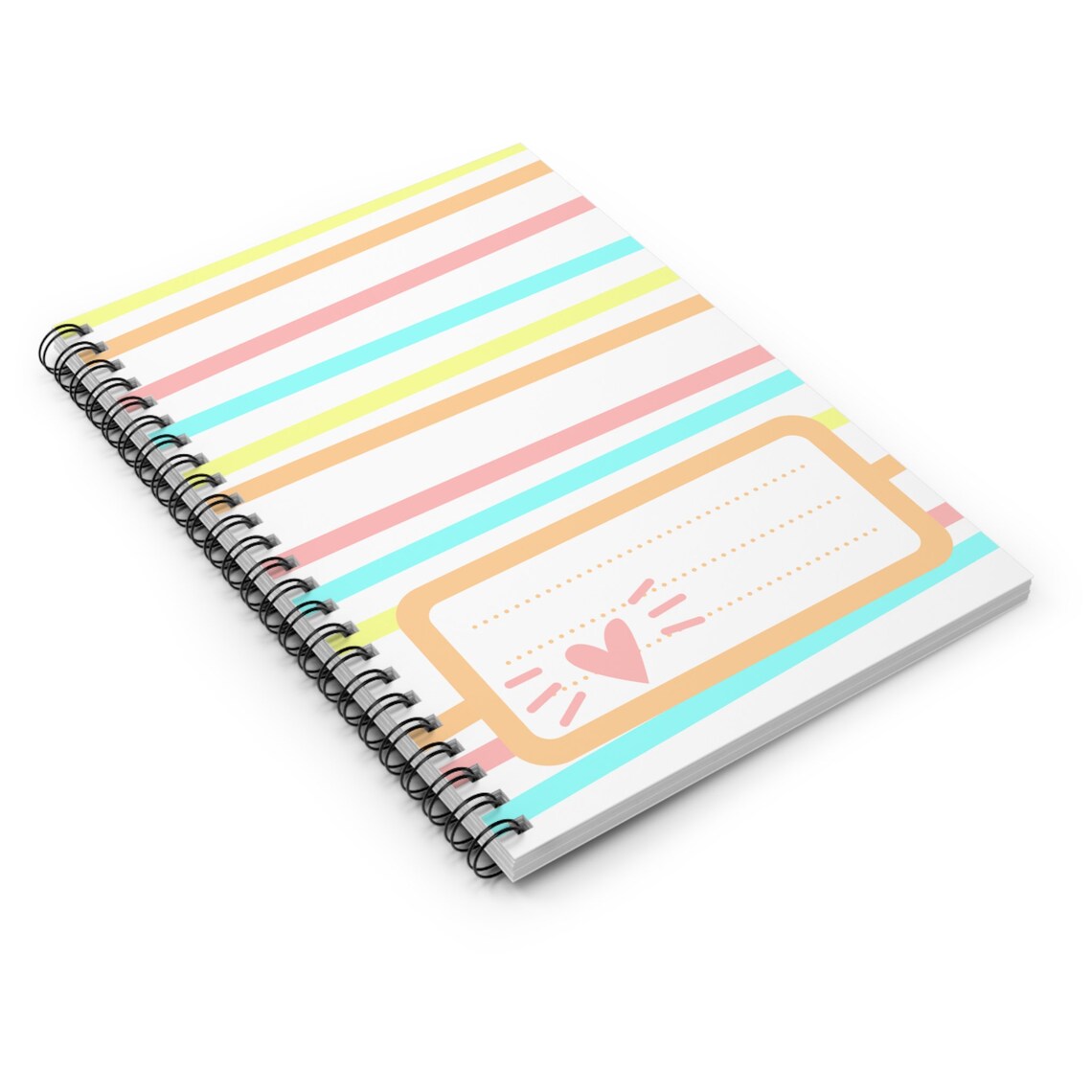 Spiral Bound Rainbow Stripes and Heart Notebook - Ruled Line, Fun ...