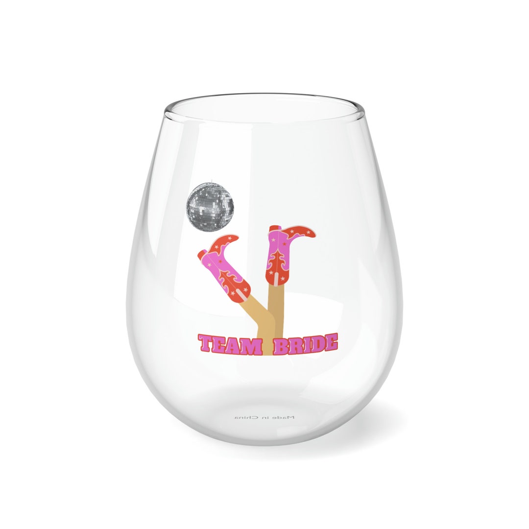 Team Bride Stemless Wine Glass, 11.75oz, Bachelorette Party Glass, Gift ...