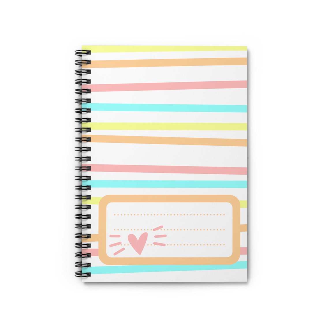 Spiral Bound Rainbow Stripes and Heart Notebook - Ruled Line, Fun ...