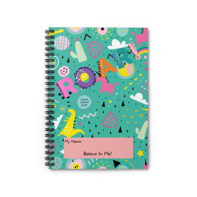 Spiral Dinosaur Notebook - Ruled Line, Kid's Notebook, Fun School ...