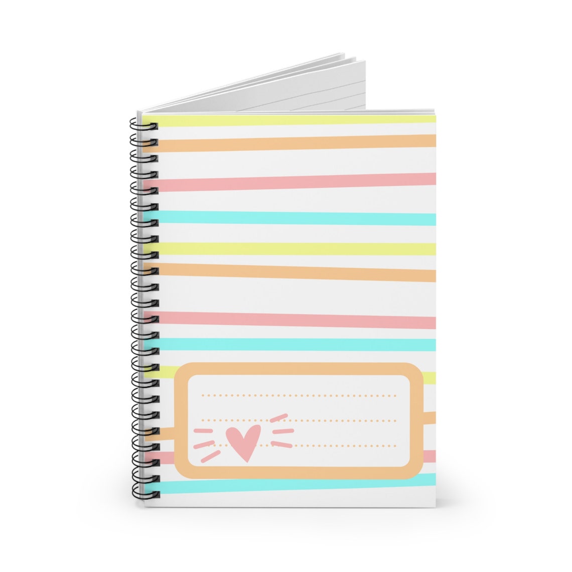 Spiral Bound Rainbow Stripes and Heart Notebook - Ruled Line, Fun ...