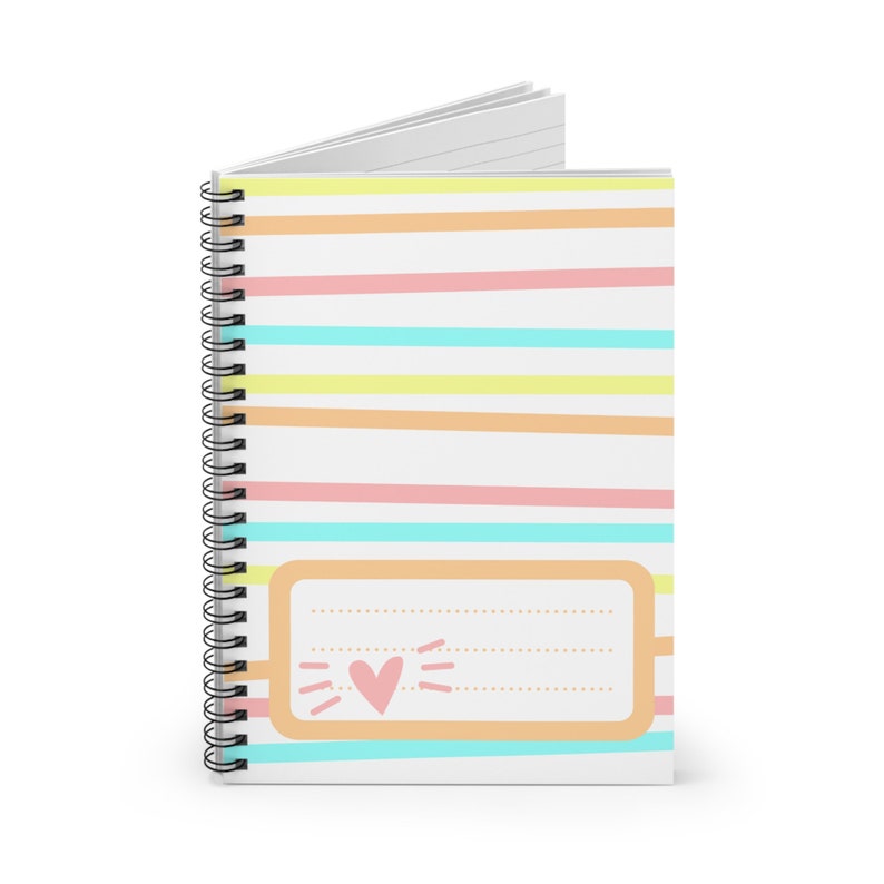 Spiral Bound Rainbow Stripes and Heart Notebook - Ruled Line, Fun ...