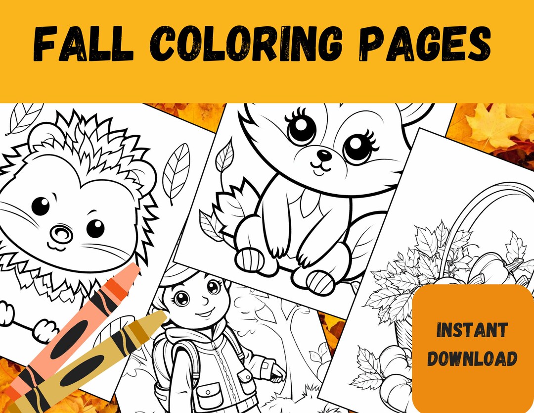 Cute Fall Coloring Pages, 15 Autumn Coloring Pages for Kids, Autumn ...