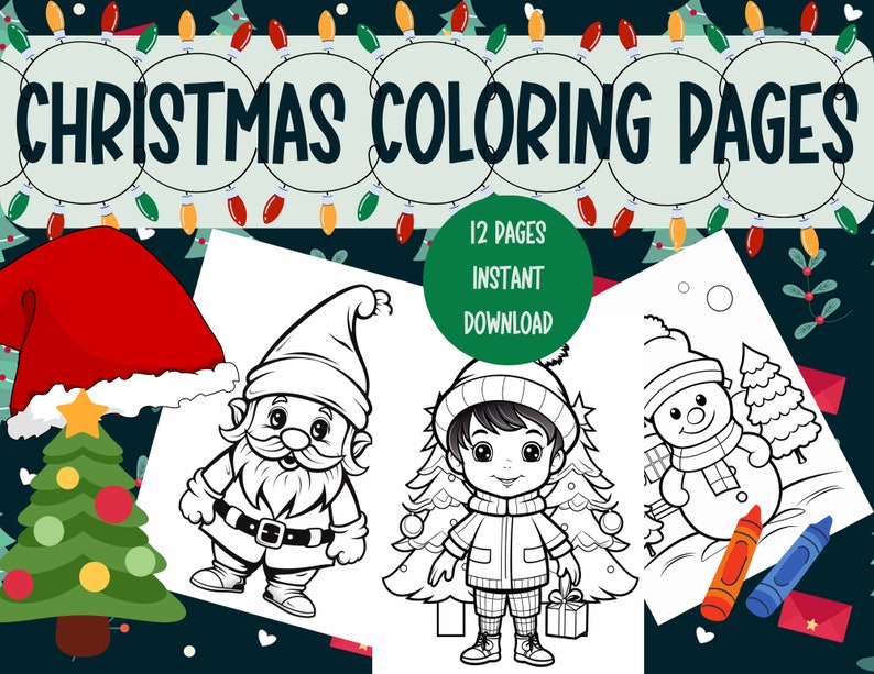 Christmas Coloring Pages, 12 Printable Christmas Tree Santa Coloring ...