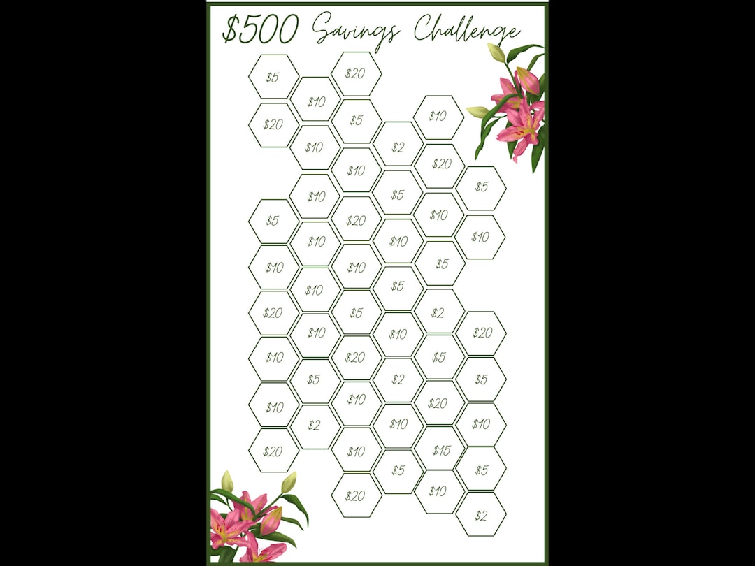 500 Dollar Savings Challenge Printable Savings Challenge - Etsy