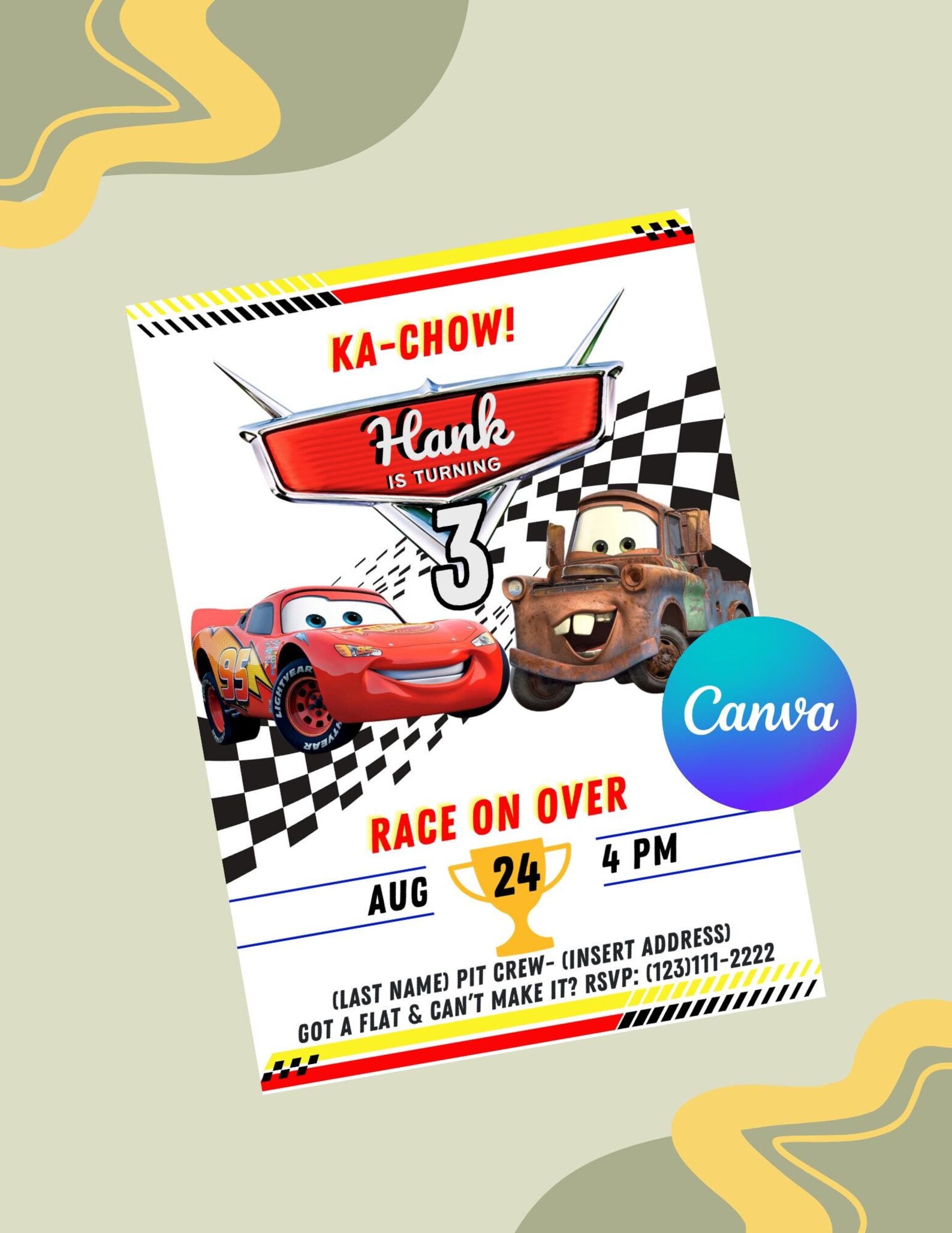 Editable Cars (disney/pixar) Birthday Invitation - Etsy