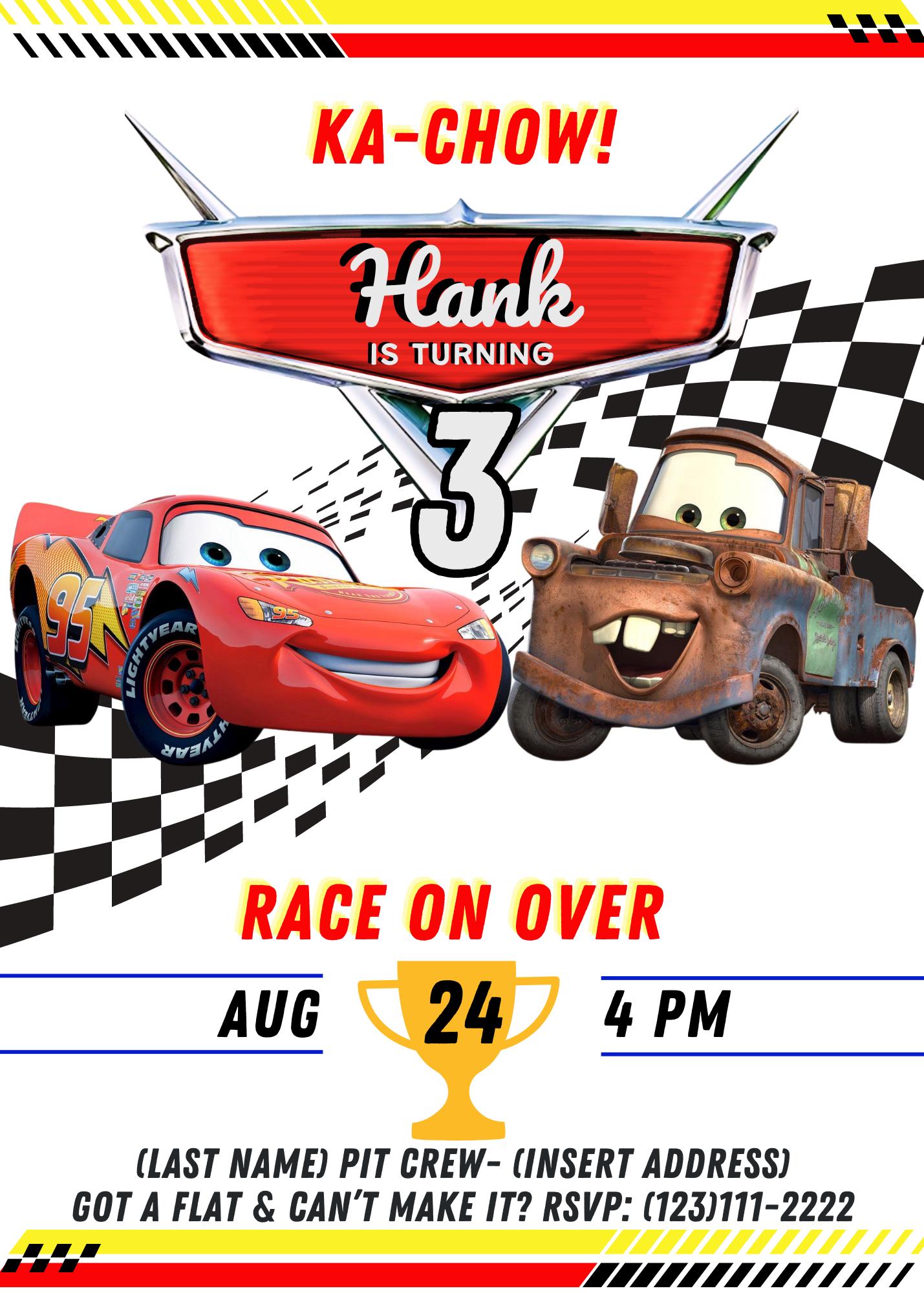 Editable Cars (disney/pixar) Birthday Invitation - Etsy