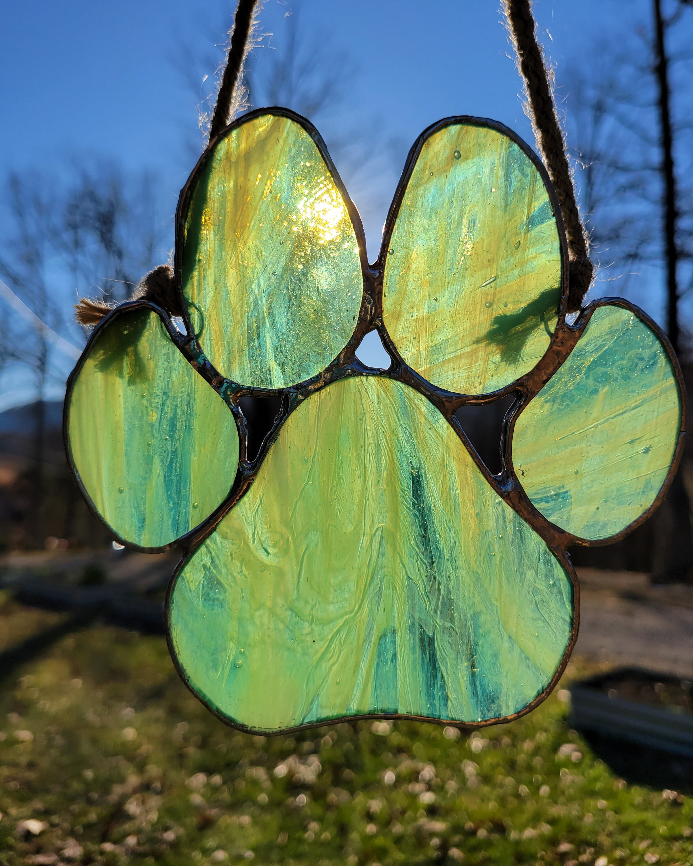 Custom Large Stained Glass Paw Prints - Paw Print Suncatcher - Etsy