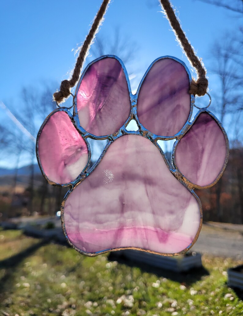 Custom Large Stained Glass Paw Prints - Paw Print Suncatcher - Etsy