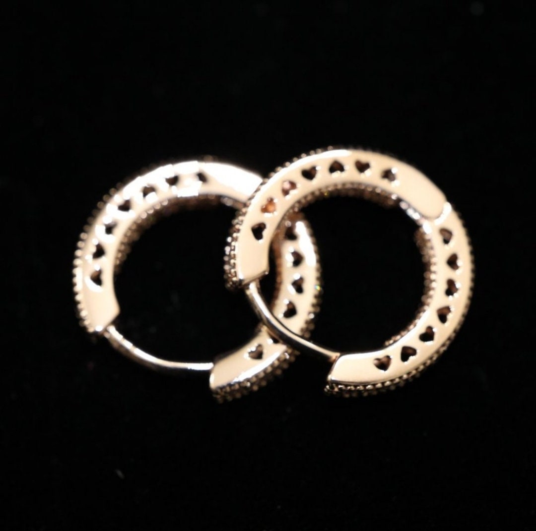 Pandora Pave Heart Hoop Earrings - Etsy