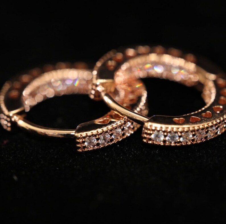 Pandora Pave Heart Hoop Earrings - Etsy